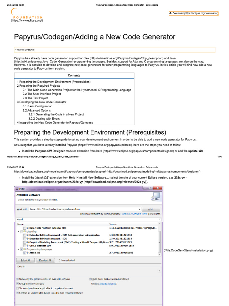 Papyrus - Codegen - Adding A New Code Generator - Eclipsepedia | PDF Papyrus - Codegen - Adding A New Code Generator - Eclipsepedia | PDF