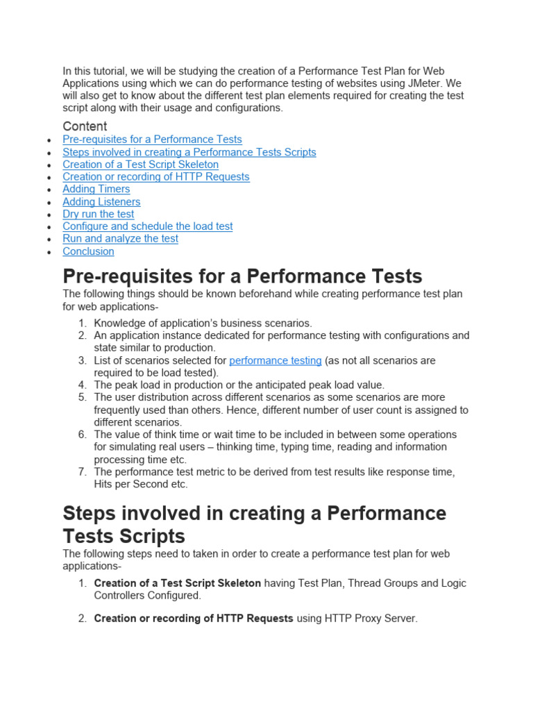 Performance Test of Websites | PDF