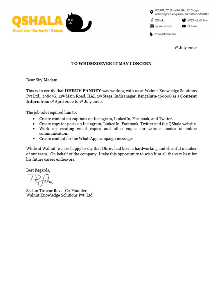 Dhruv Pandey's Internship Certification | PDF