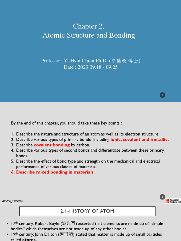 20230918-0925 - 材導上課講義 (2618-材料一乙班) - chapter 2 - week 2-3 | PDF