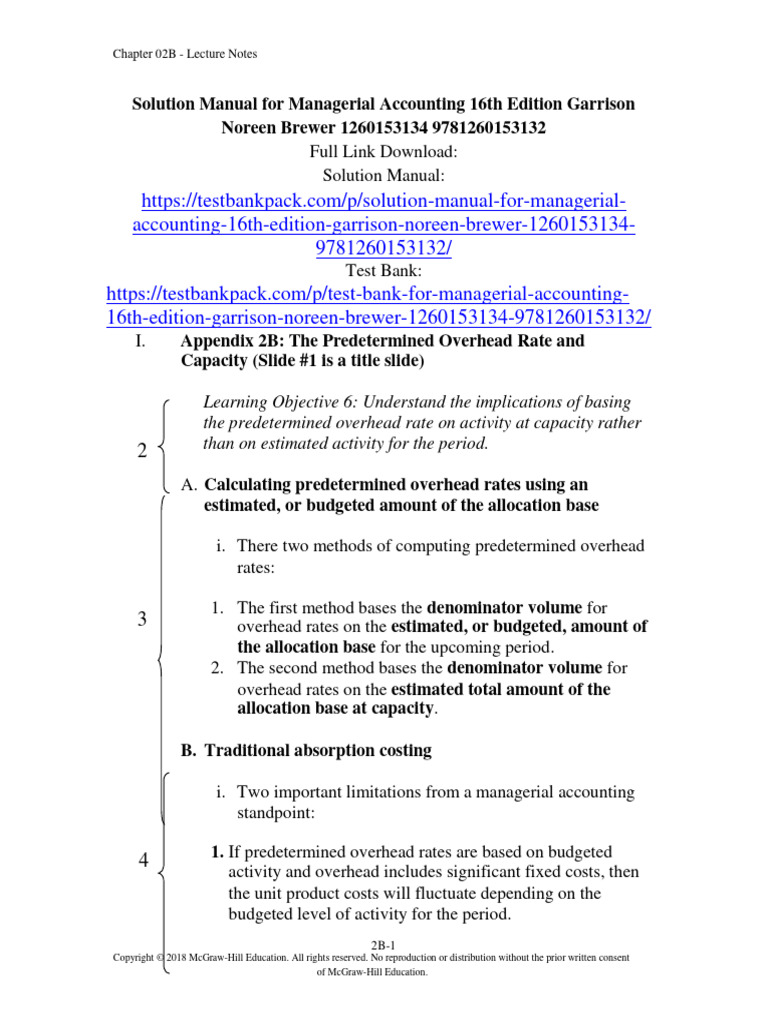 Solution Manual For Managerial Accounting 16th Edition Garrison Noreen Brewer 1260153134 ...