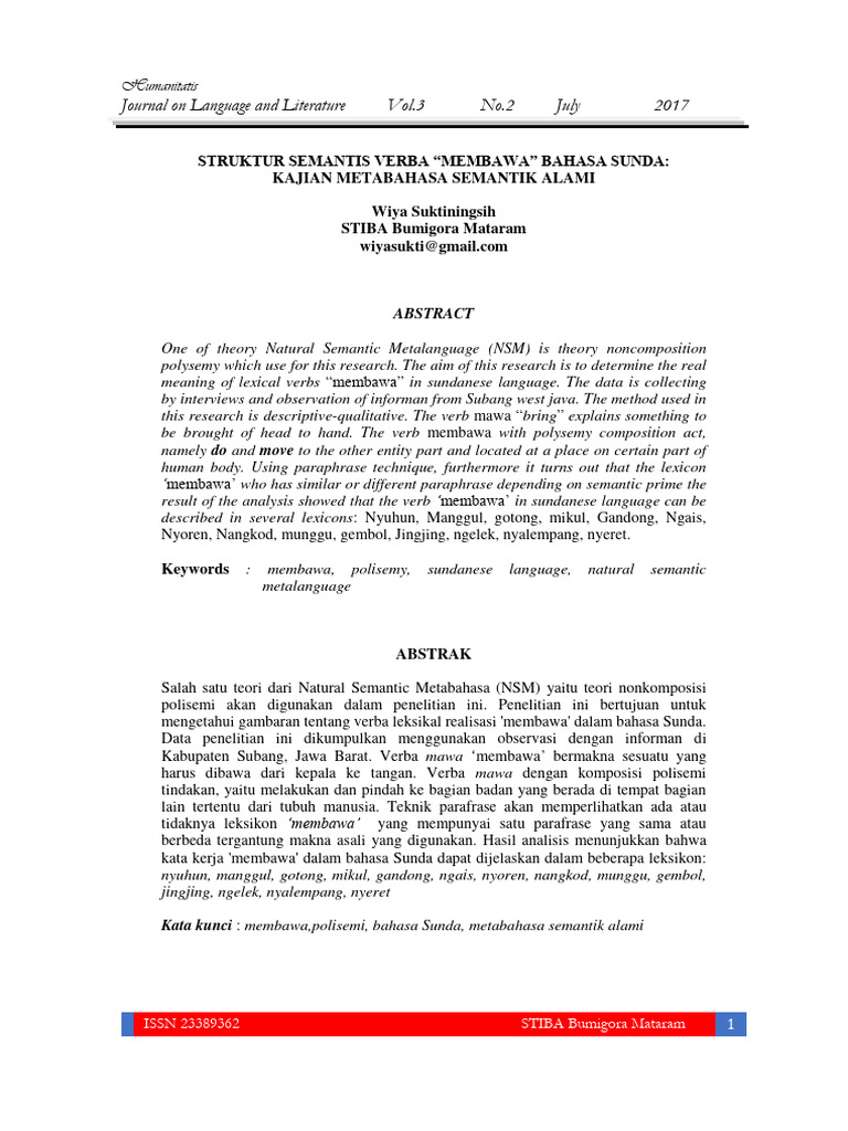 Struktur Semantis Verba Membawa Bahasa S | PDF