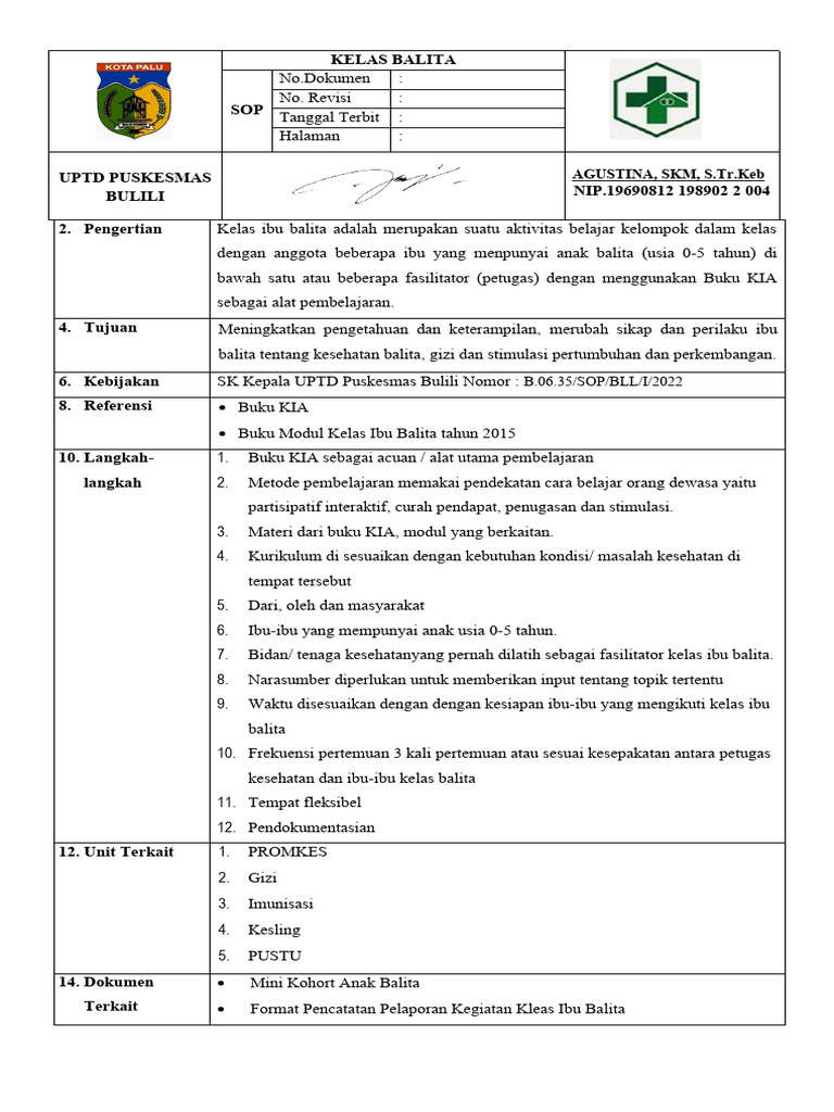 Sop Kelas Balita | PDF