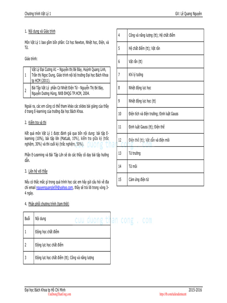 Vat-Ly-1 - Le-Quang-Nguyen - Ch0.-Chuong-Trinh-Vat-Ly-1 - (Cuuduongthancong - Com) | PDF