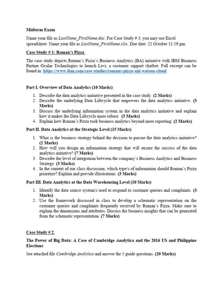 Midterm Exam: Data Analytics Case Studies | PDF
