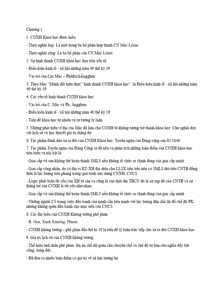 ĐỀ CƯƠNG ÔN TẬP CNXH | PDF