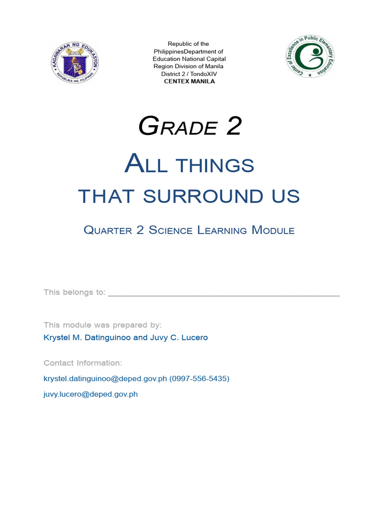 SCIENCE MODULE 2 GRADE2 EDITED Unit 1 2 1 1 | PDF