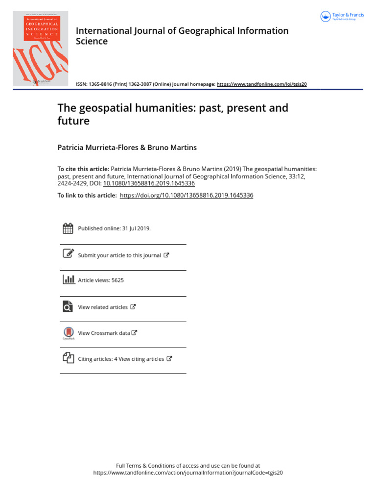 The Geospatial Humanities Past Present and Future | PDF | Social ...
