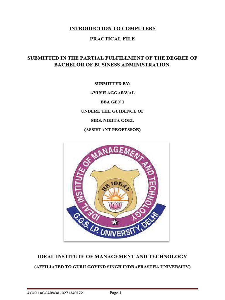 Ayush Aggarwal IT Practical File | PDF