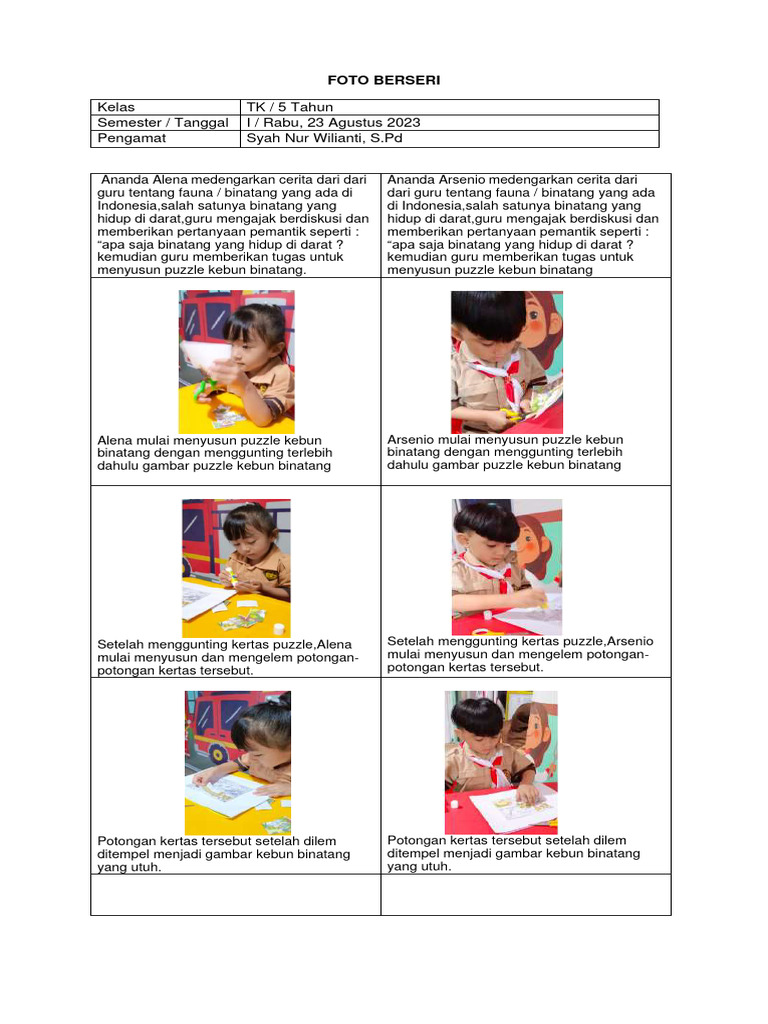 Penilaian Foto Berseri KLS TK | PDF