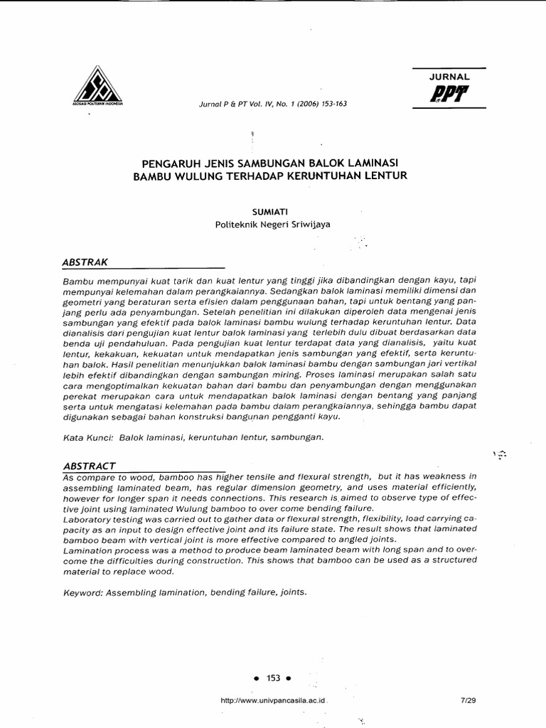 Jenis Sambungan Balok Laminasi Bambu | PDF