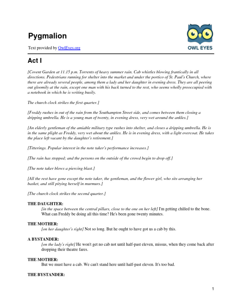 Oe Pygmalion Text | PDF