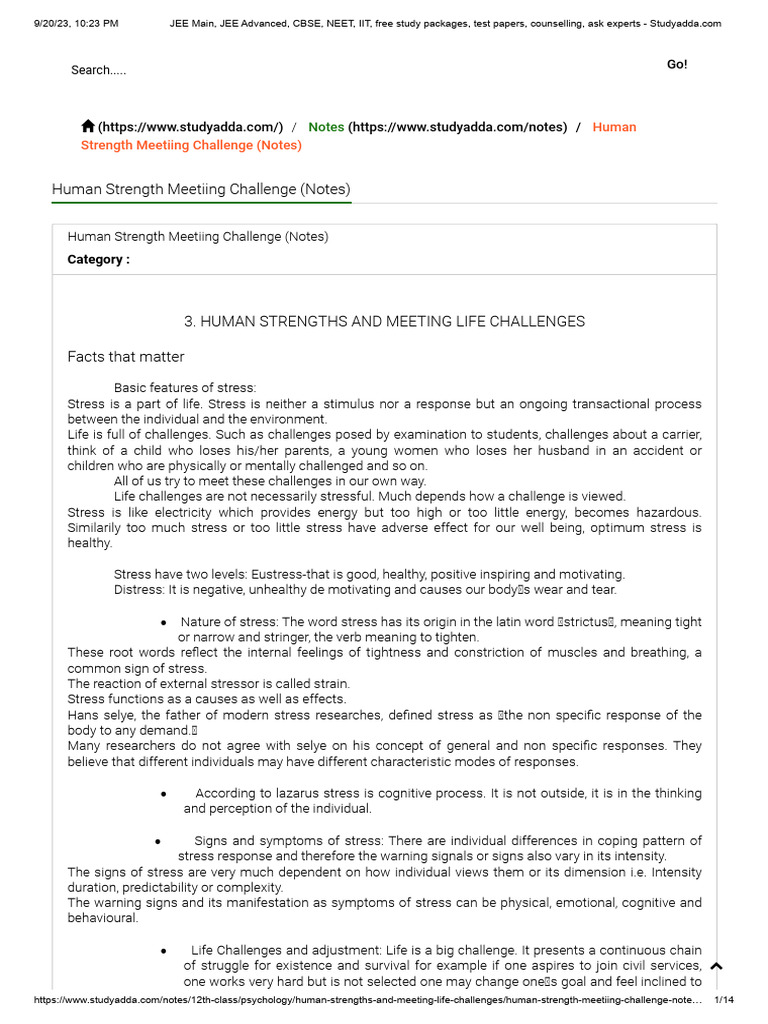 Life Challenges - Stress | PDF | Career & Growth | Self-Improvement