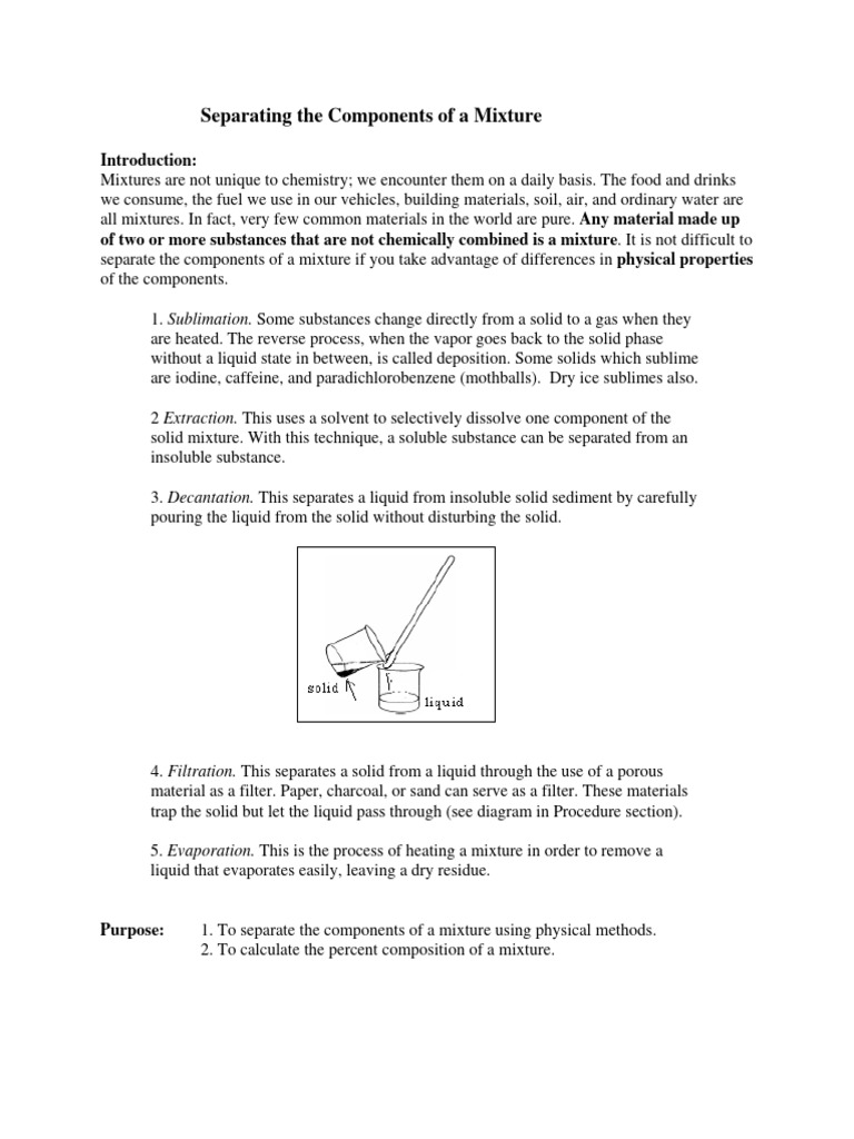 Separating The Components of A Mixture | PDF