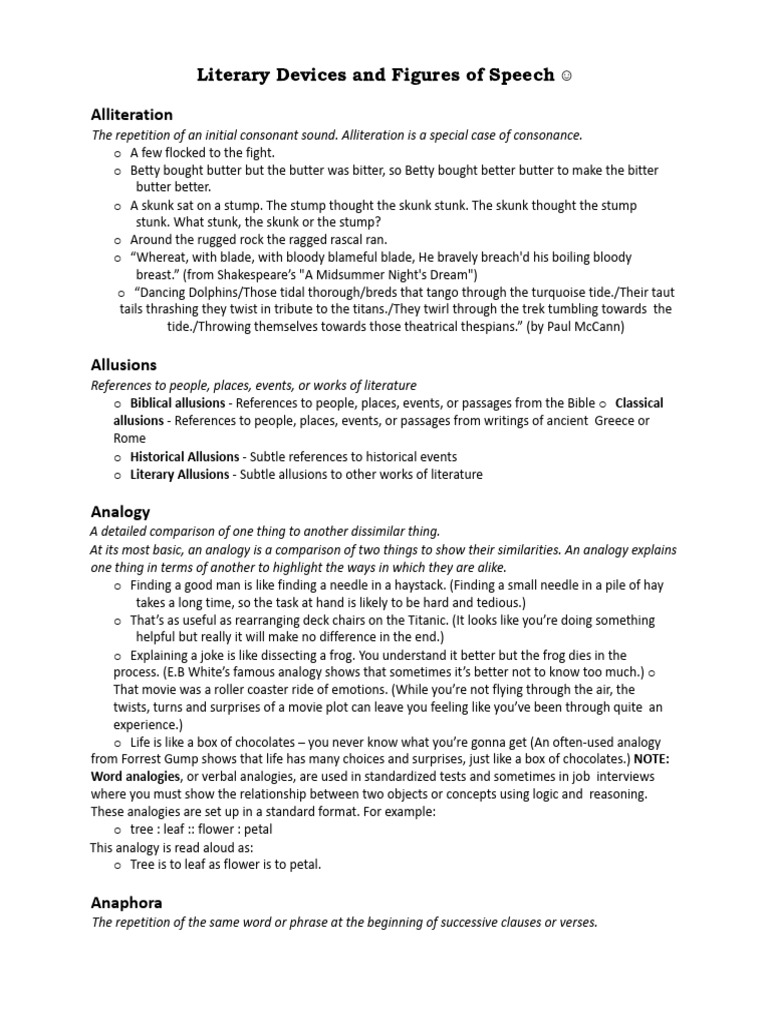 Literary Devices and Figures of Speech | PDF