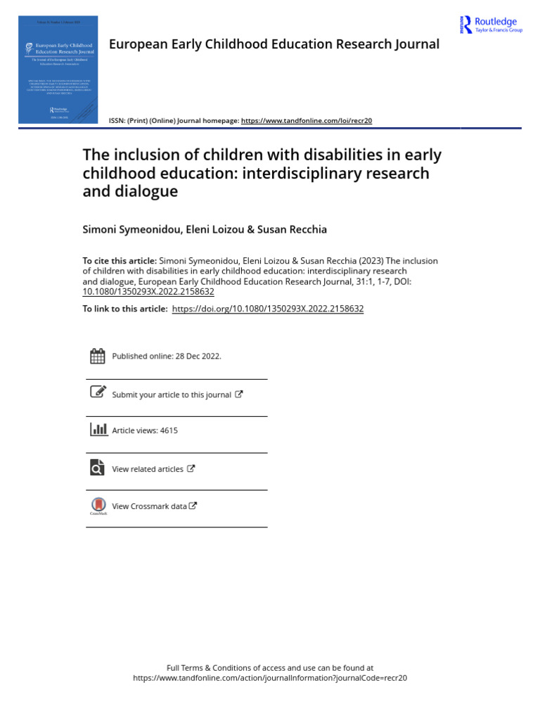 2023 The Inclusion of Children With Disabilities in Early Childhood ...