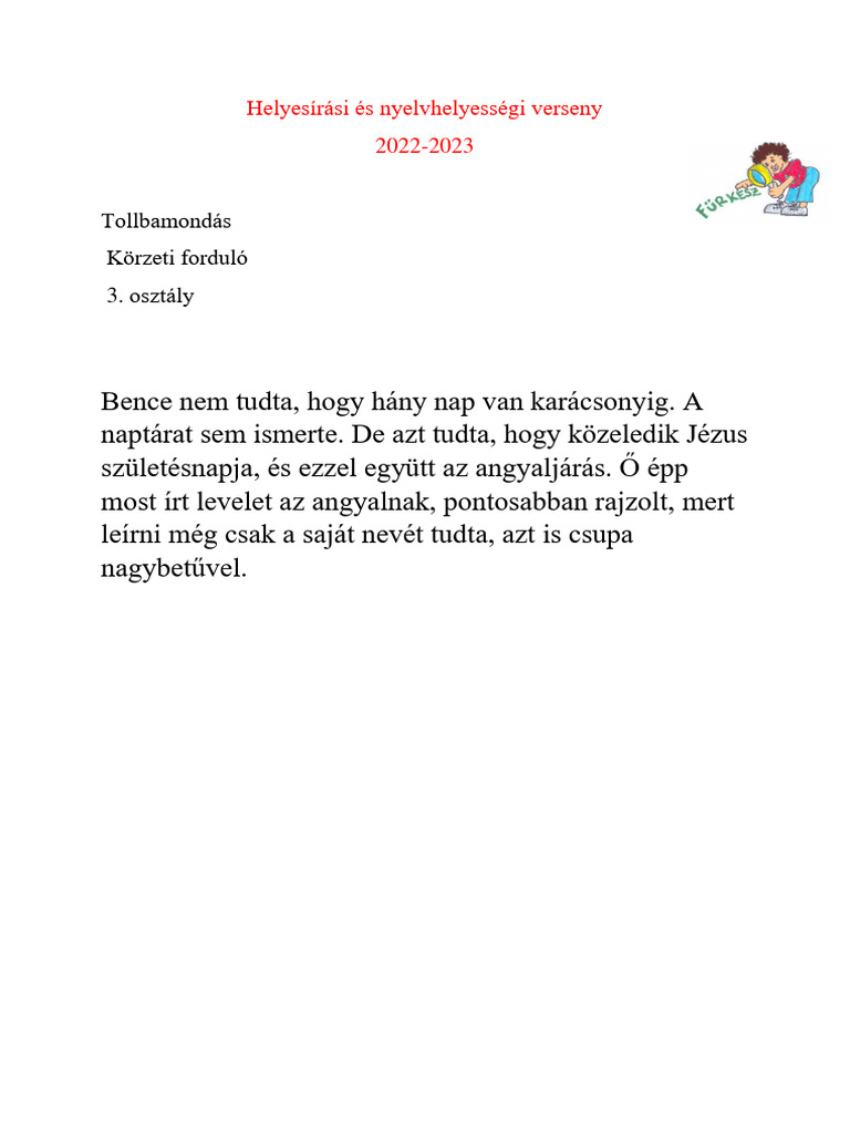 Tollbamondas 3 Osztaly 2022 2023 | PDF