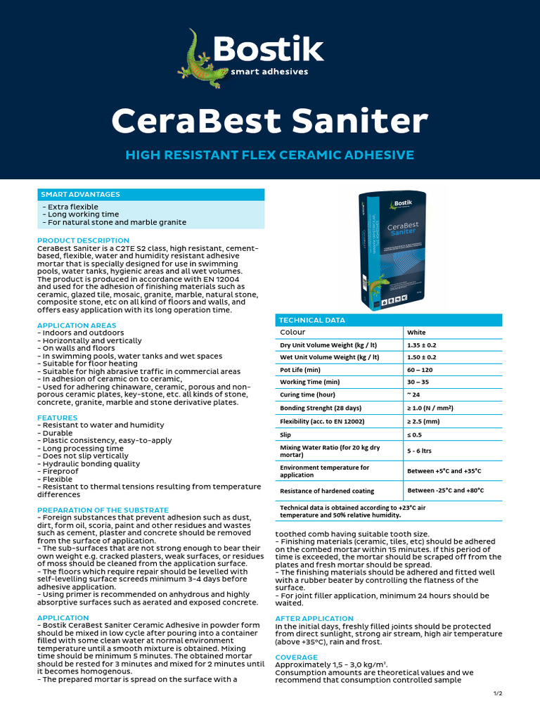 2 TDS Bostik-Cerabest-Saniter-Tds-En | PDF