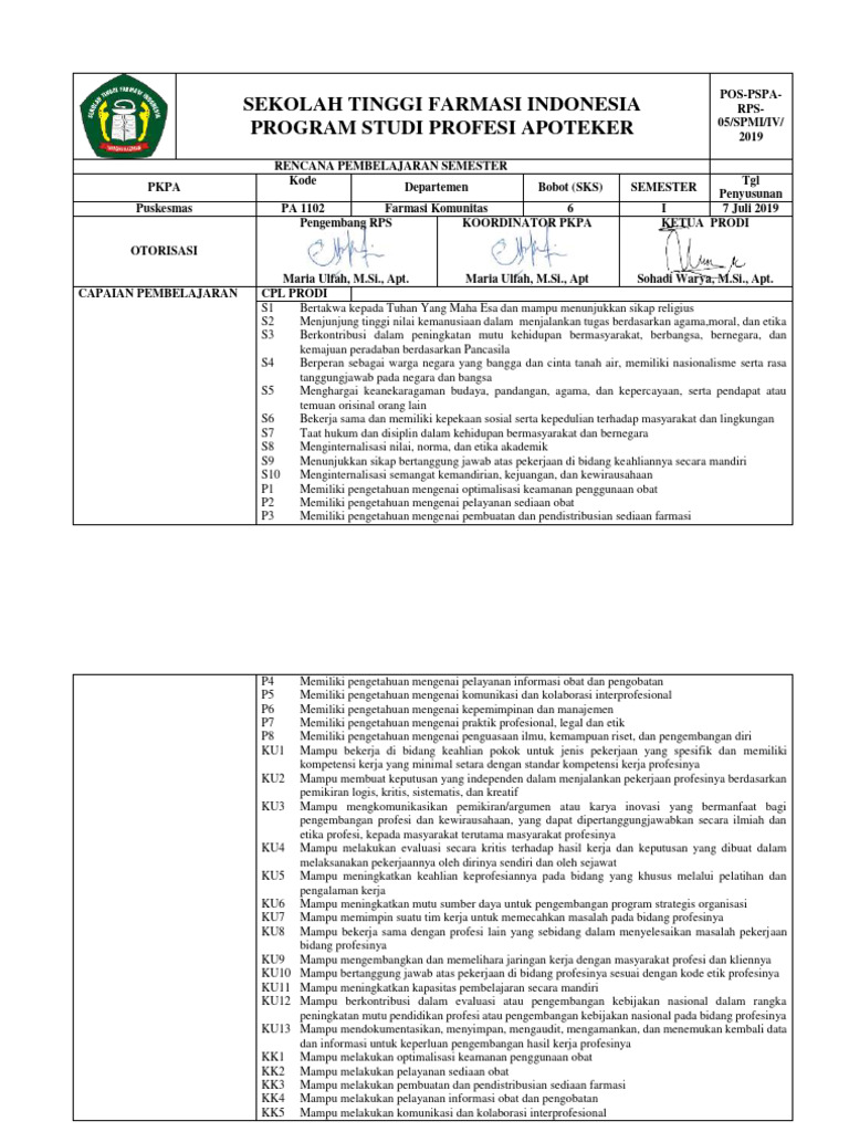 RPS Pkpa Puskesmas | PDF