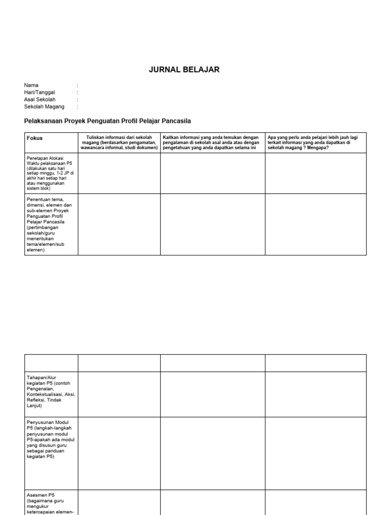 Jurnal Belajar Observasi Sekolah | PDF