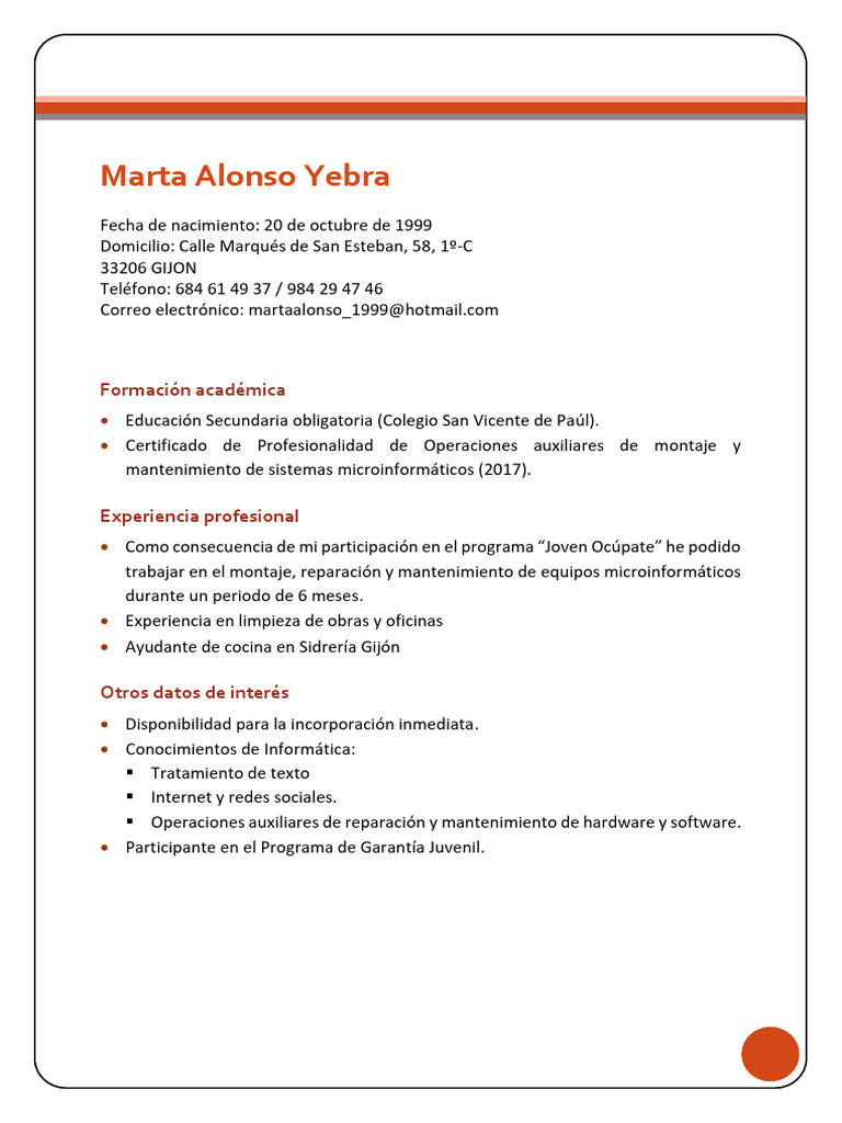 Curr. - Marta Alonso Yebra | PDF
