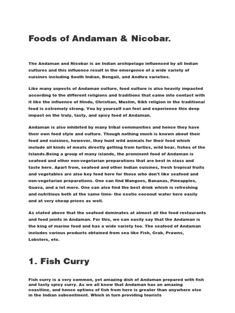 Traditional Cuisine of Andaman & Nicobar | PDF | Cooking, Food & Wine
