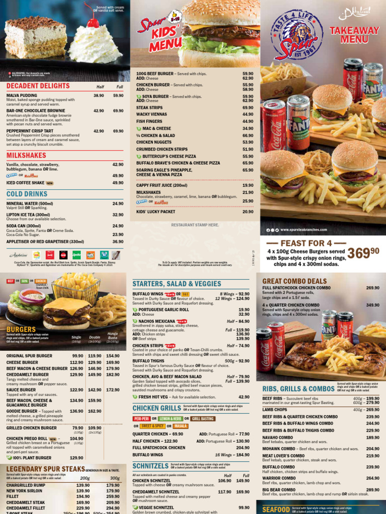 Spur Takeaway Menu 2023 Hal | PDF