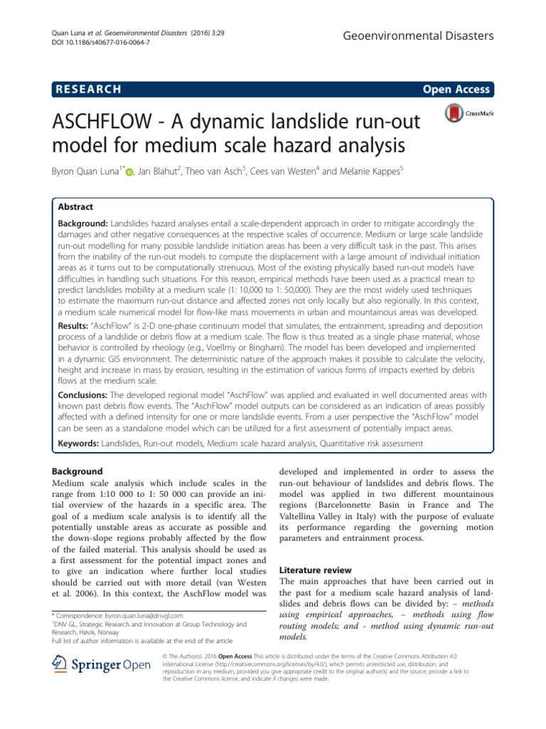 ASCHFLOW A Dynamic Landslide Run Out Mod | PDF