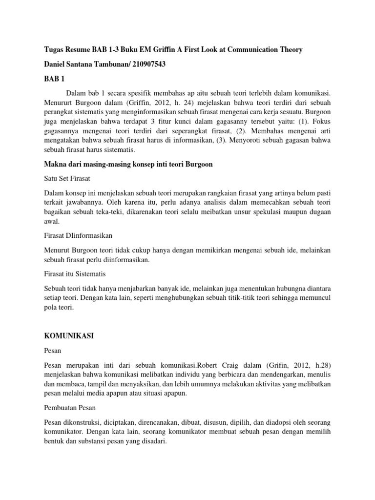 Resume Bab 1-3 Buku EM Griffin | PDF