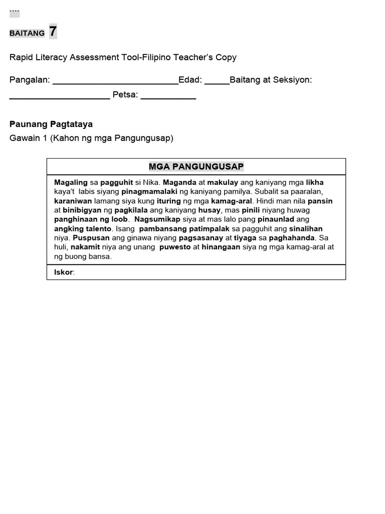 RLA Fil Grade 7 Final | PDF