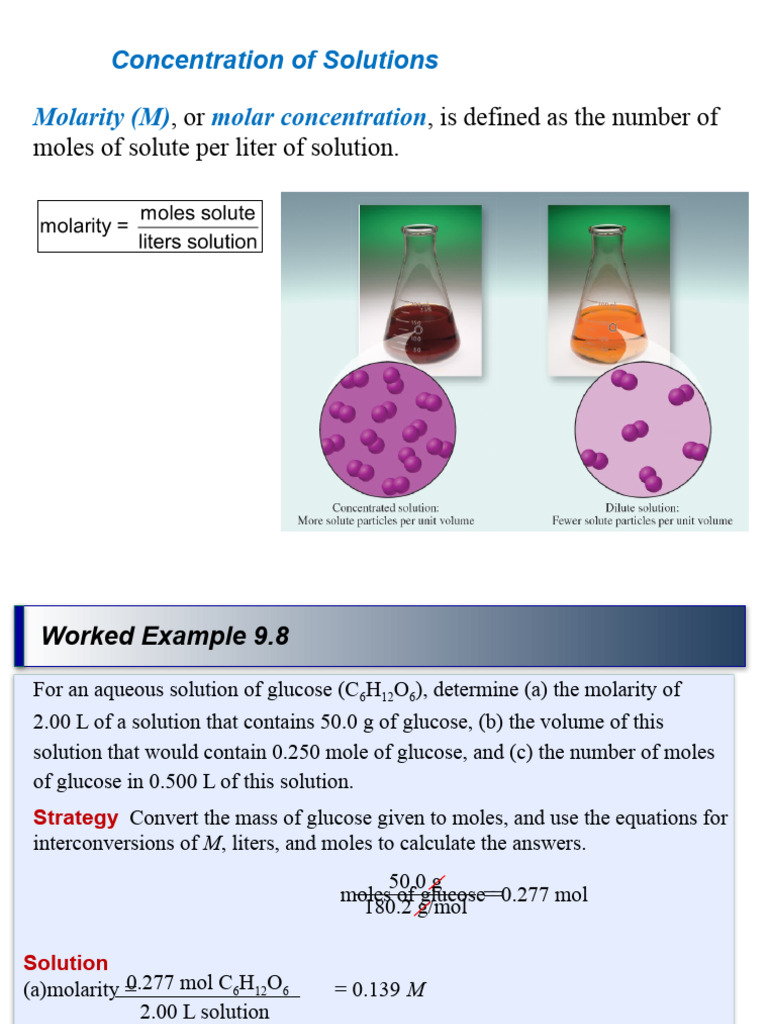 Molarity and Dilution of Solutions | PDF | Concentration | Mole (Unit)