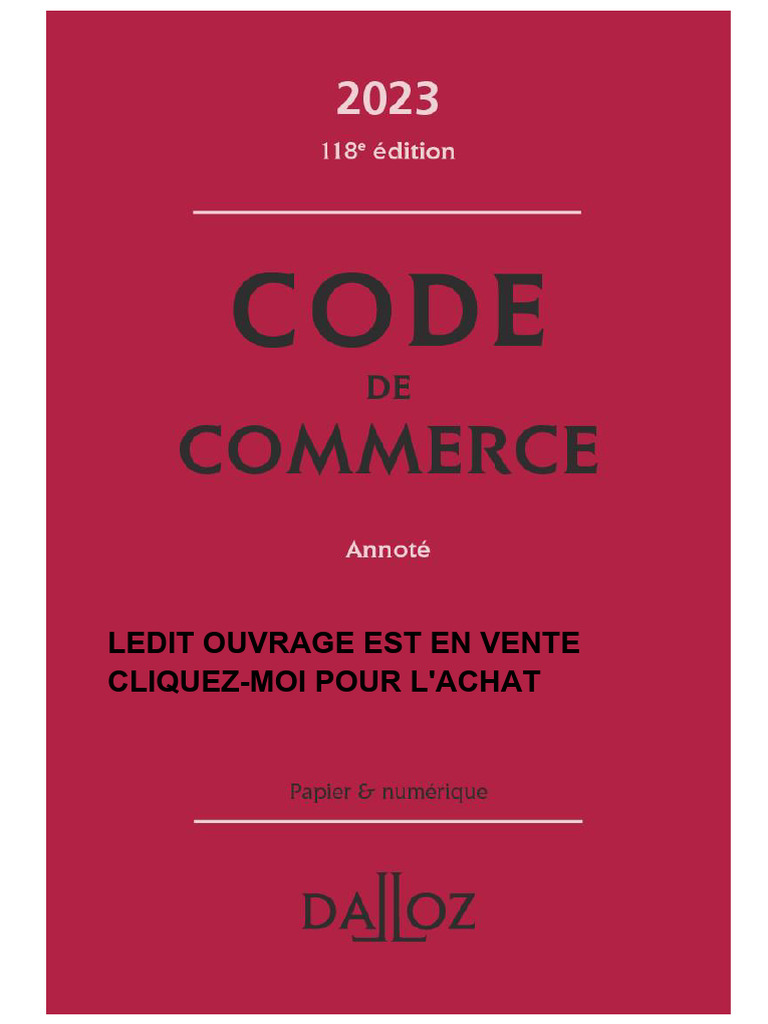 Code de Commerce 2023 | PDF