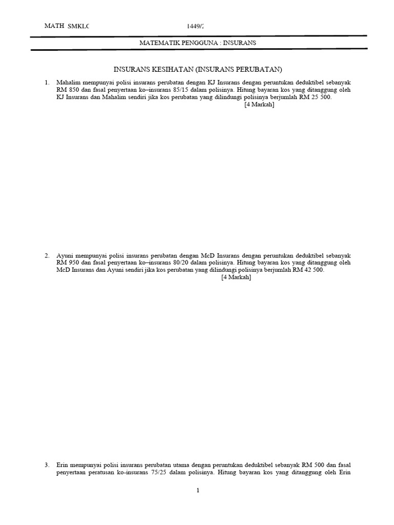 Matematik Pengguna-Insurans (5PV) | PDF