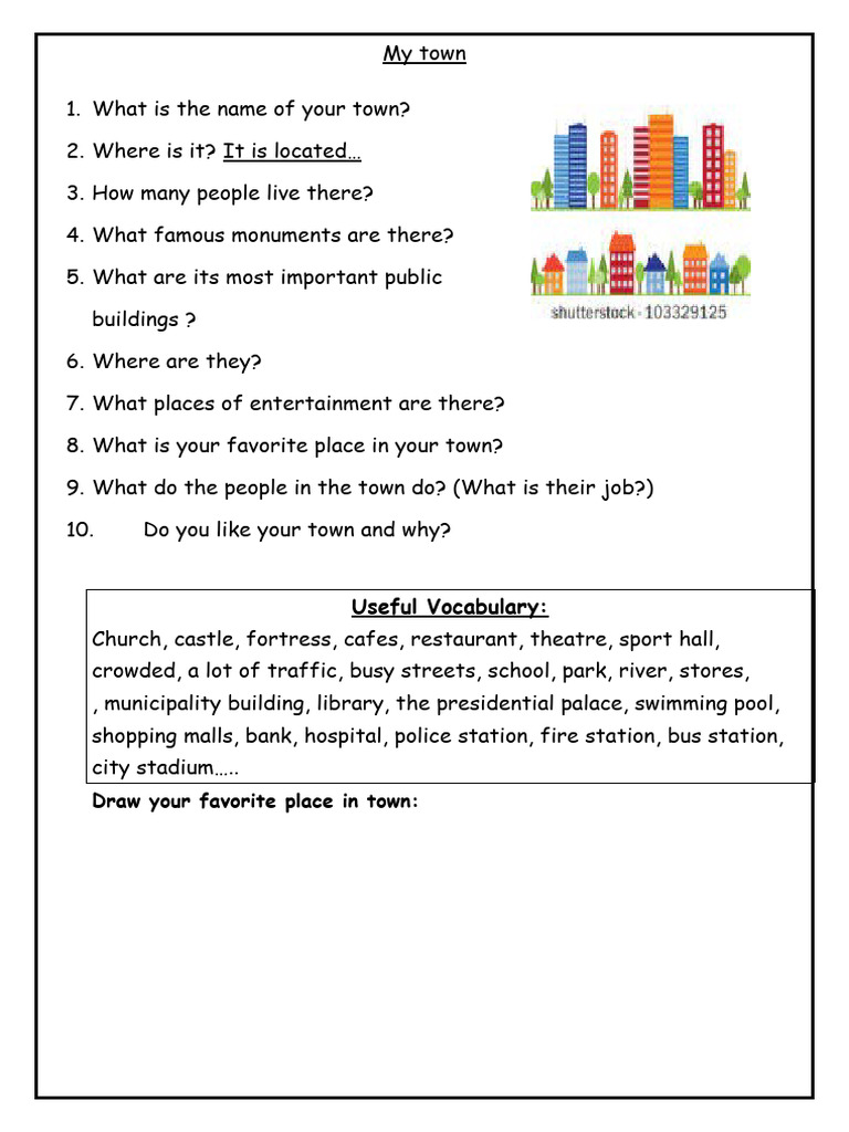 my-town-WRITING WORKSHEET | PDF