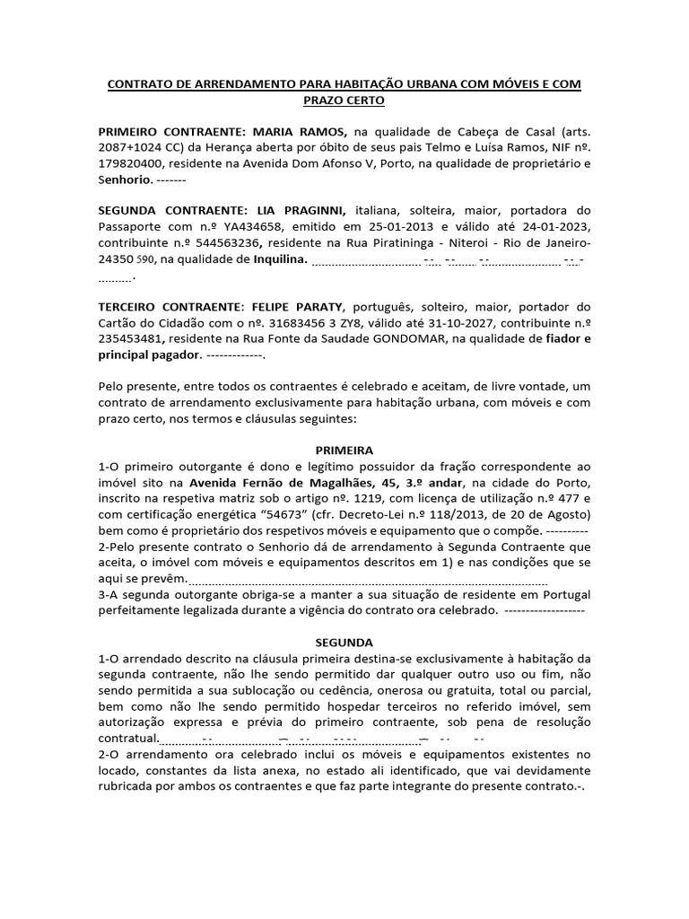 Contrato Arrendamento Minuta | PDF