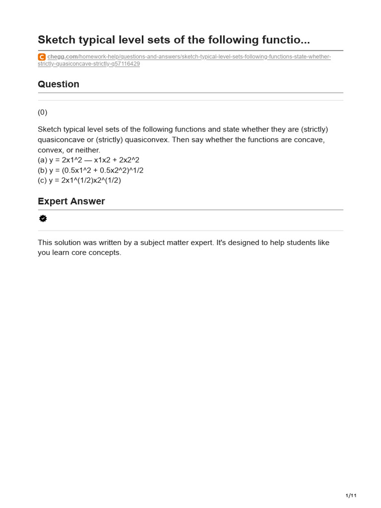 Sketch Typical Level Sets of The Following Functio | PDF
