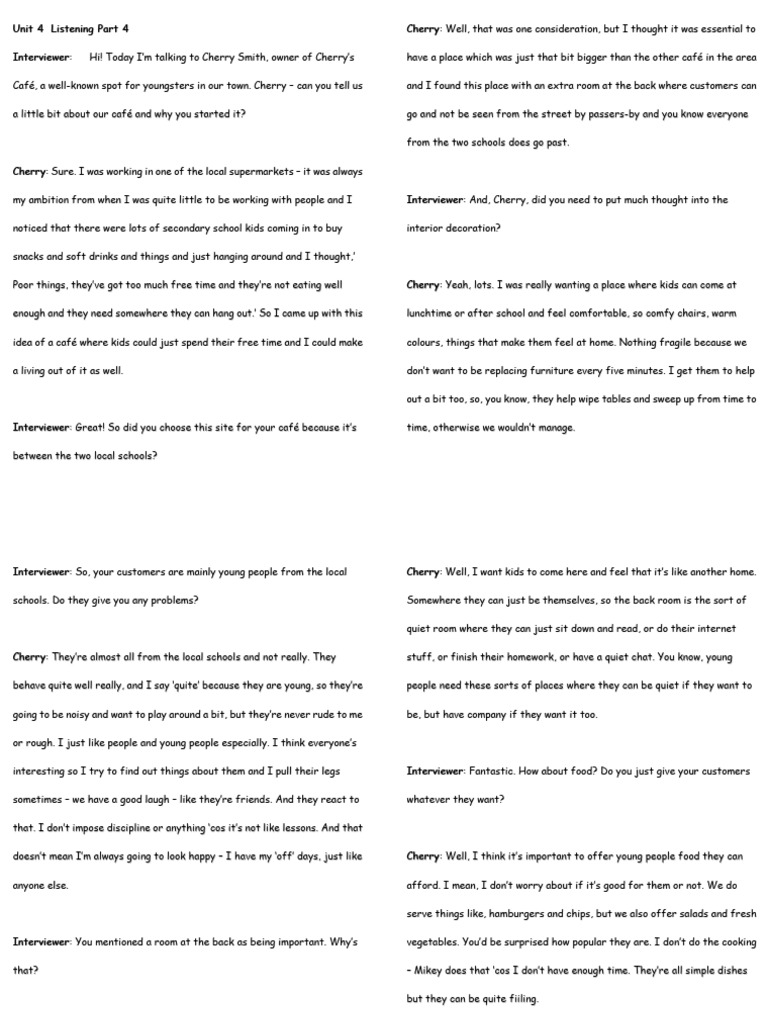 Recording Script (Listening Part 4) | PDF