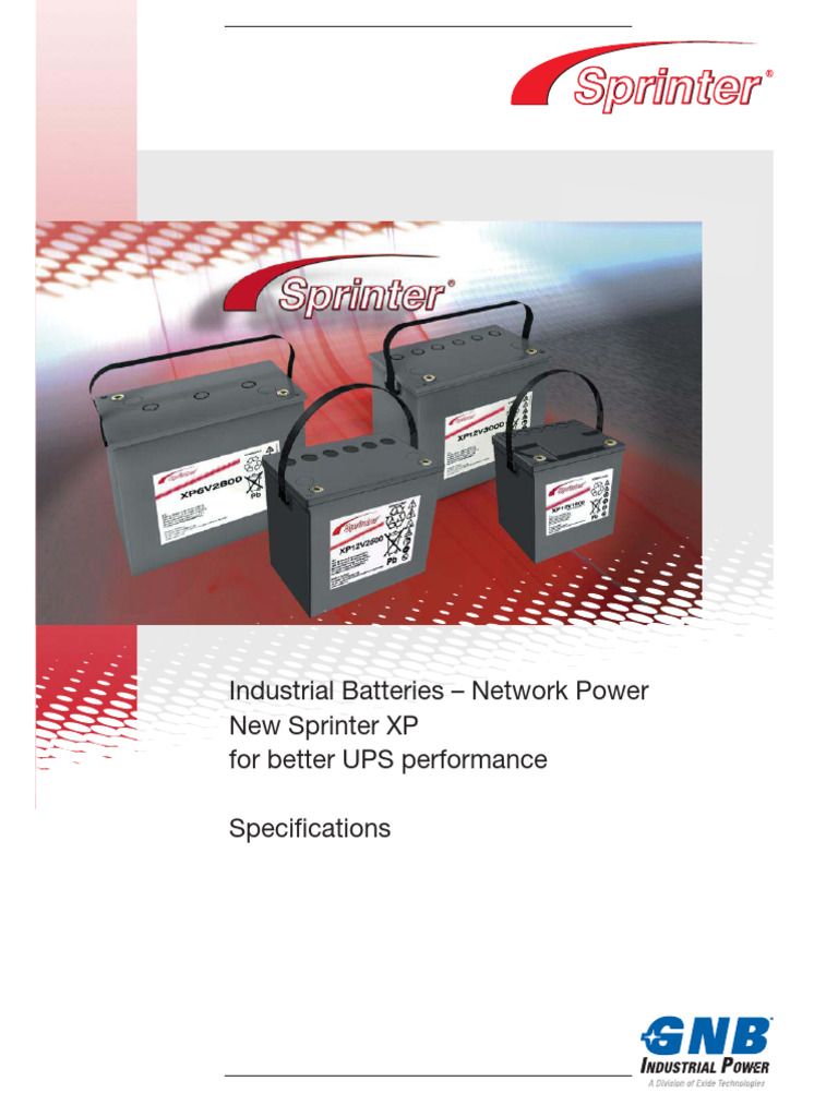 ExideXP Sprinter Datasheets | PDF