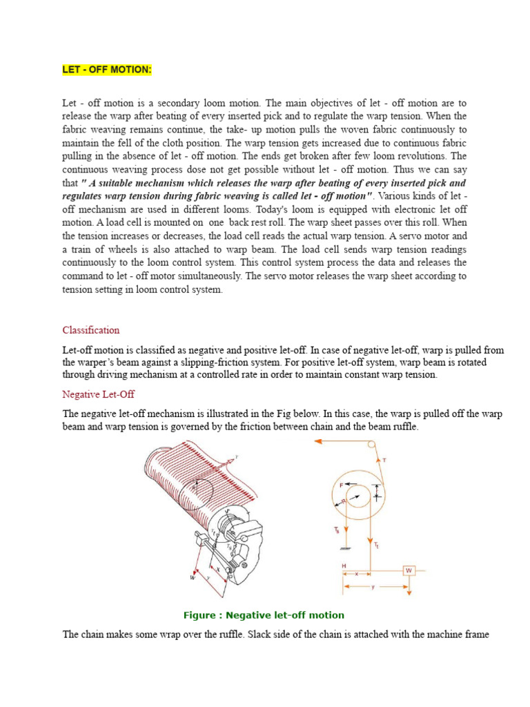 Auxiliary Motion of Weaving | PDF