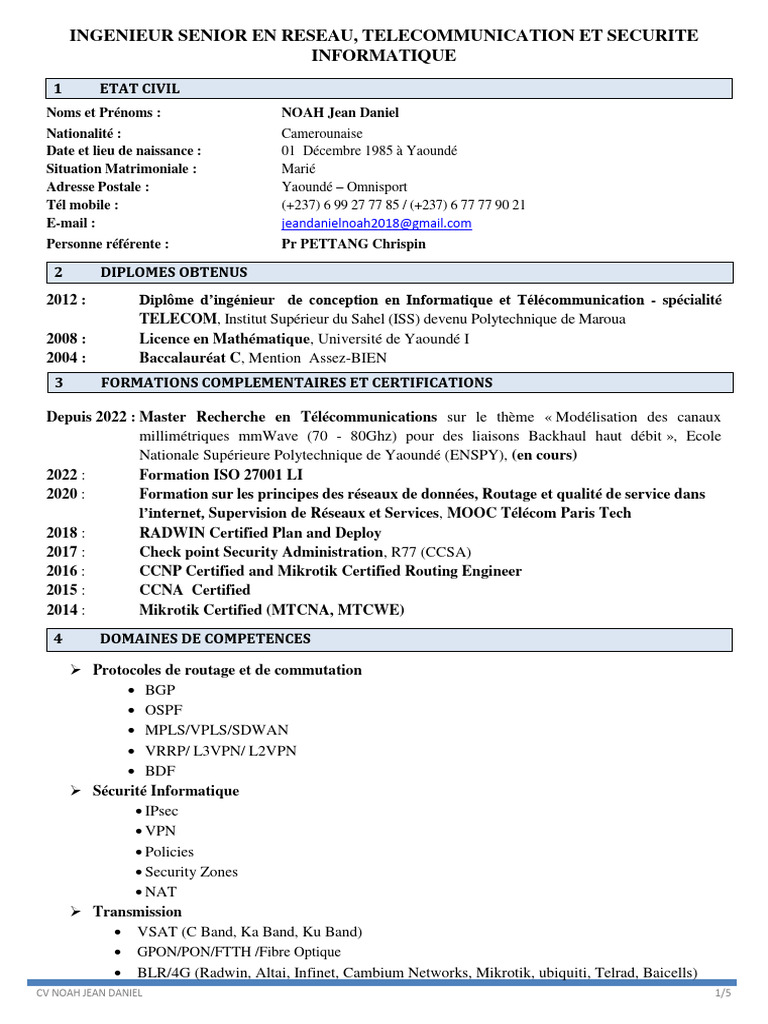CV Noah Jean Daniel - 050923 | PDF