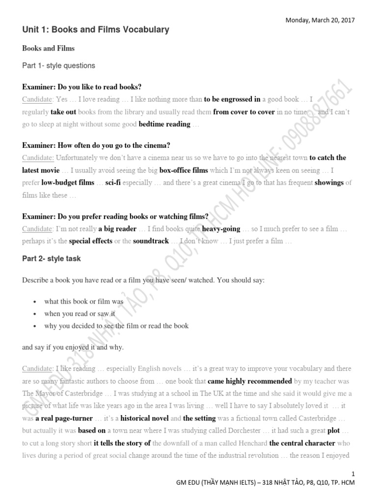 21 Units For IELTS Speaking Practice | PDF