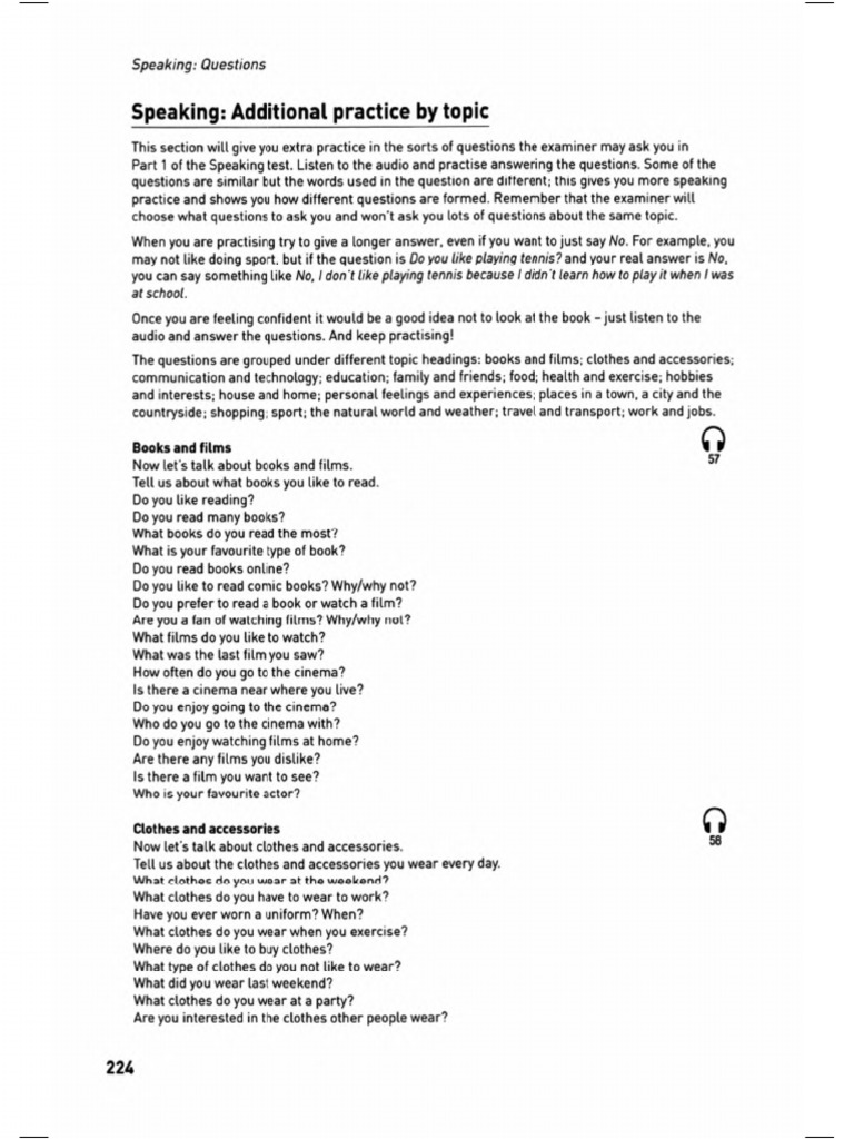 A2 Speaking Question List | PDF