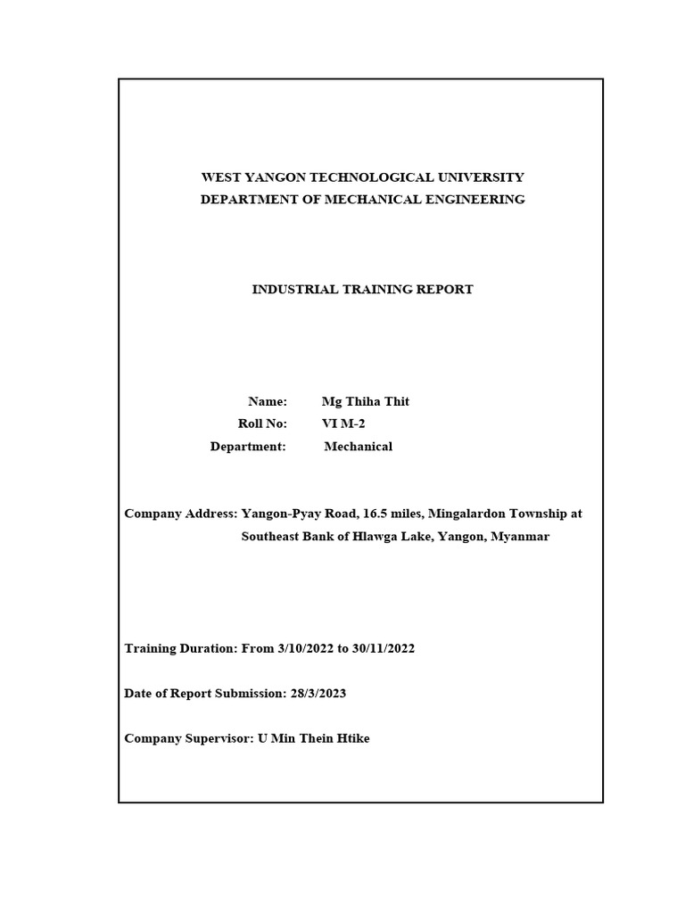 Industrial Training - Report Book | Download Free PDF | Steam | Boiler