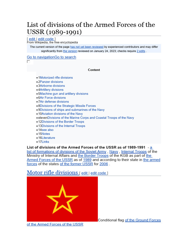 List of Divisions of The Armed Forces of The USSR | PDF