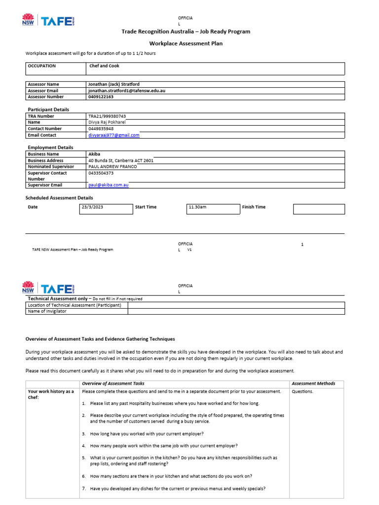 TRA 21-999380743-JRP Assessment Plan-Divya Raj Pokharel | PDF