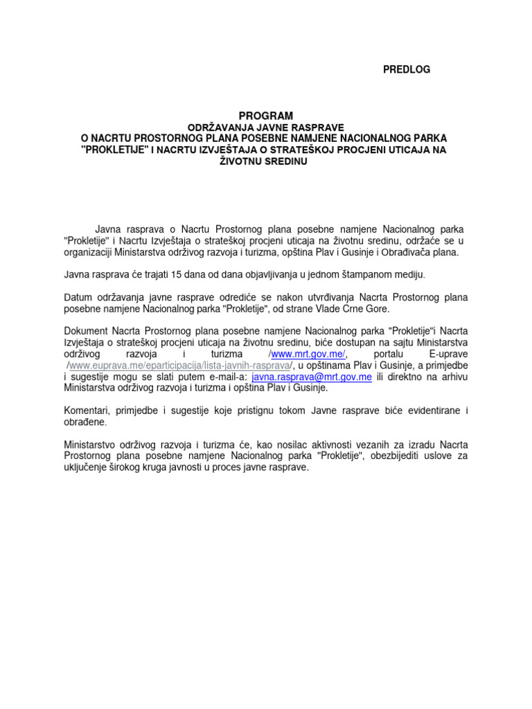 PPPN NP Prokletije | PDF