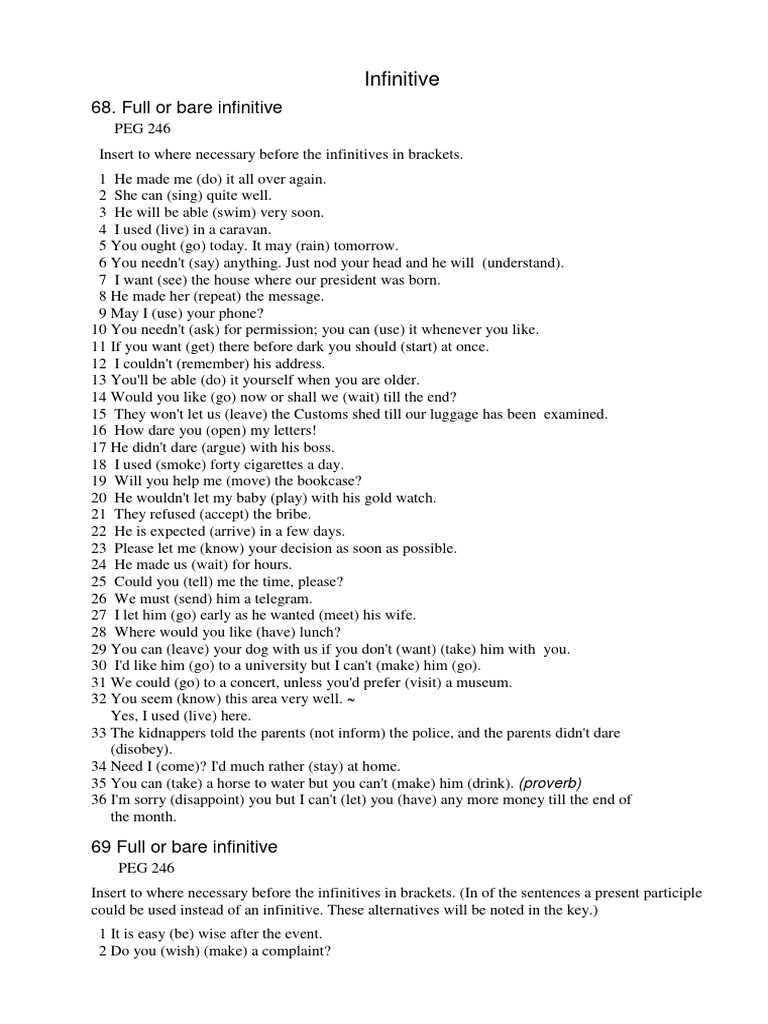 Full or Bare Infinitive | PDF | Art