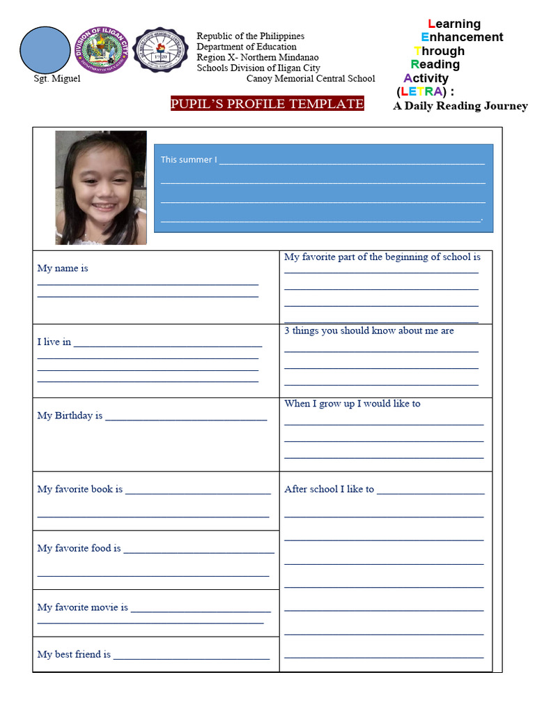 Letra Pupils Profile Template | PDF