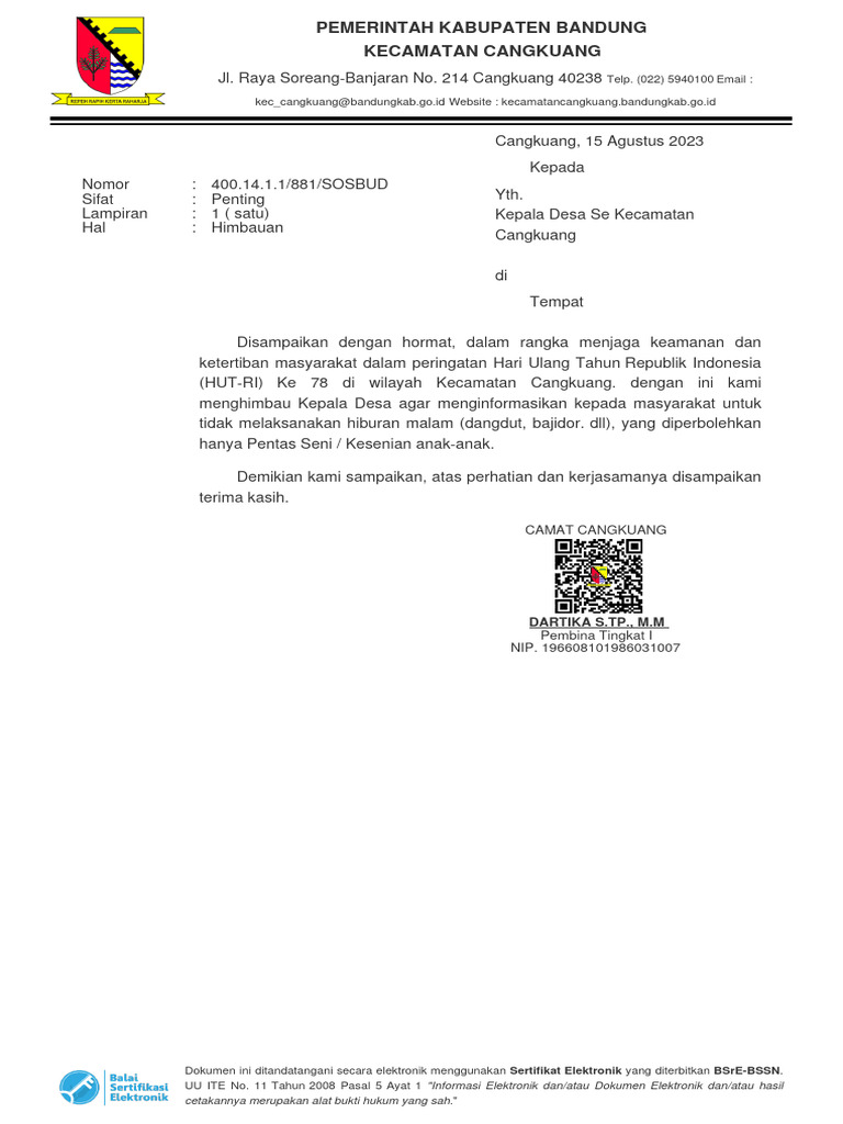 Himbauan HUT RI ke-78 Cangkuang | PDF