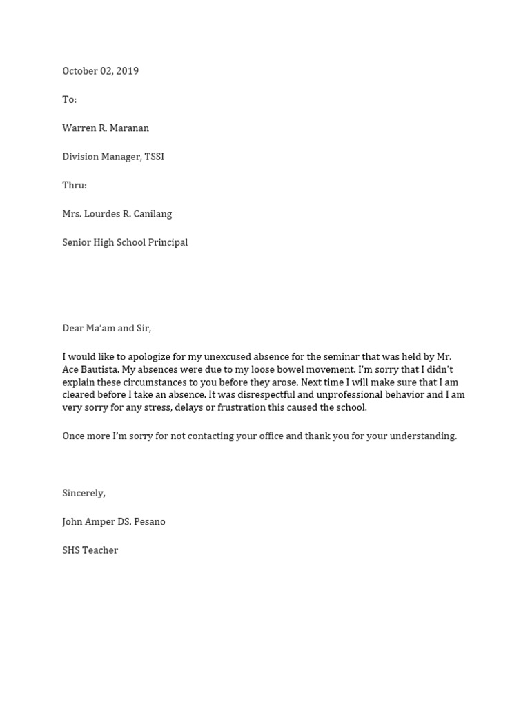 PAC Apology Letter (Edited) | PDF